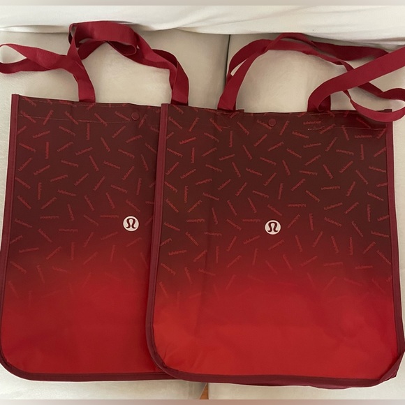 lululemon athletica | Bags | Lululemon 2large Red Lululemon Reusable ...